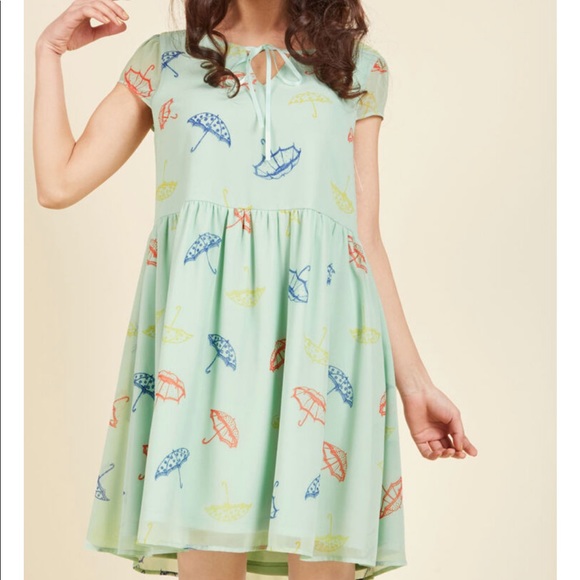 Modcloth | Dresses | New Modcloth Green Umbrella Dress Fun With Fab ...